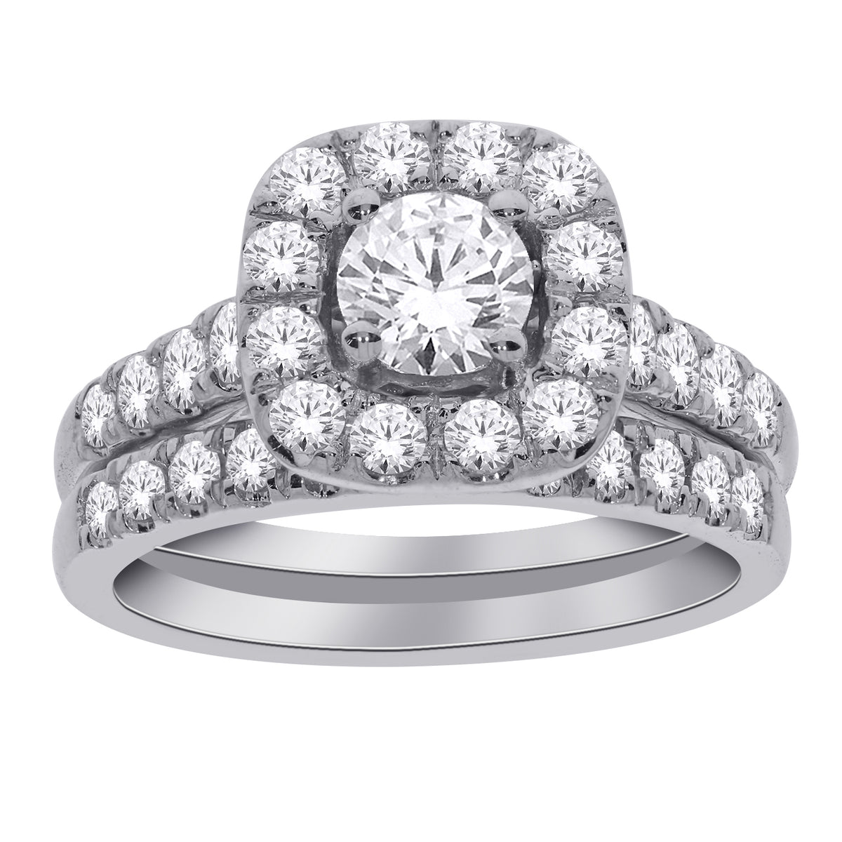 1 Carat Halo Diamond Engagement Ring with wedding band – SHAMIN DIAMONDS