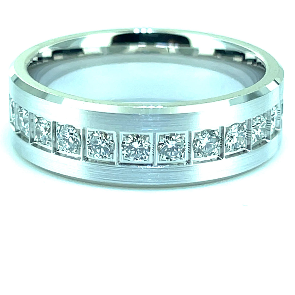 Custom Made 1 Carat Band in 18Kt White Gold #V005 – SHAMIN DIAMONDS